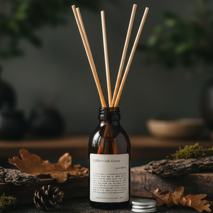 Golden Oak Grove Reed Diffuser | Natural Woody Amber & Honey Fragrance ...